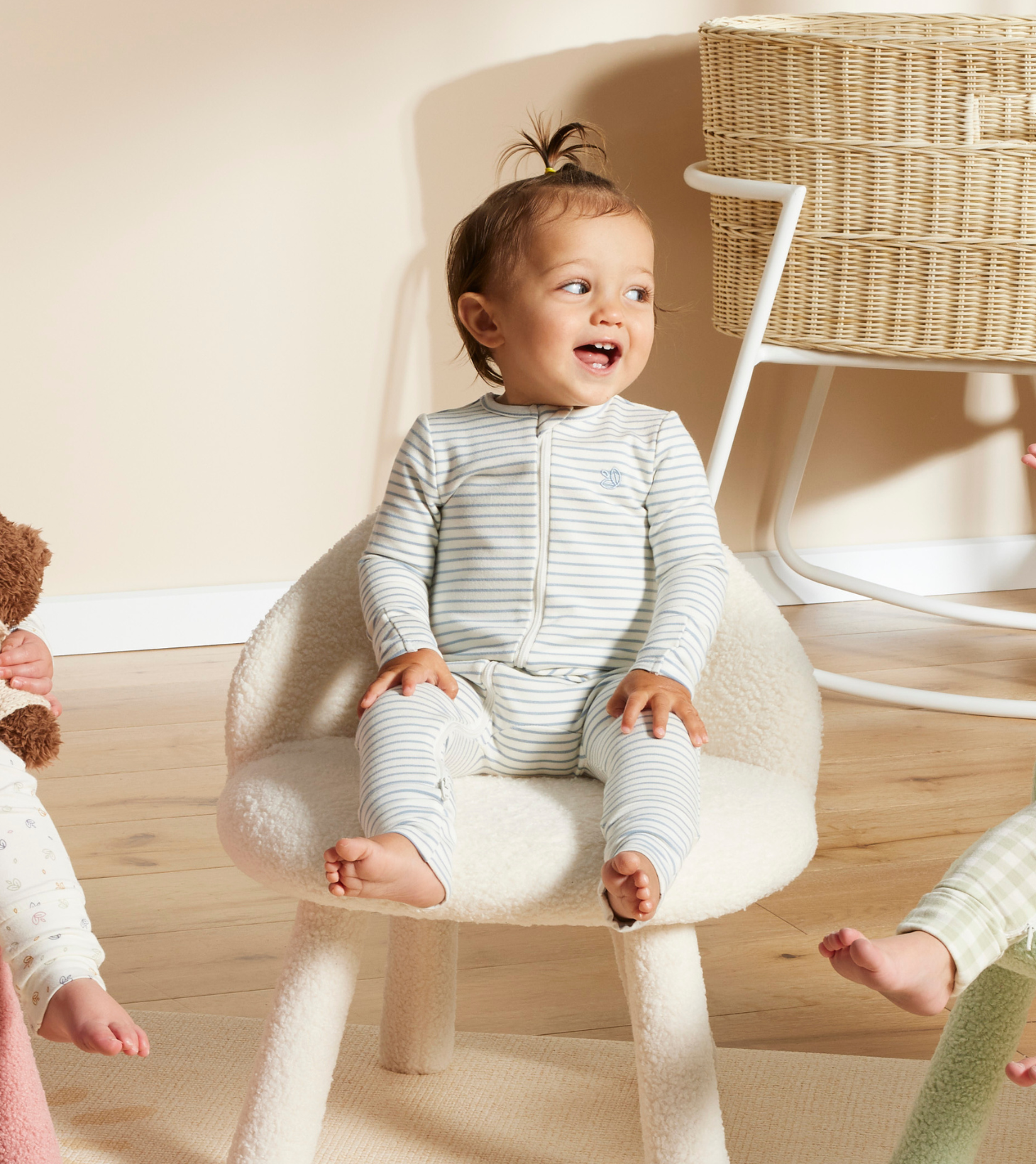 Light Zippee Baby Romper in dusk blue stripe. Natural, Breathable ...